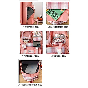 MAGSKY Cute Backpack 5 Set Aesthetic Backpack Kawaii Backpack Large Capacity Casual Travel Mochilas Daypacks (Blue)