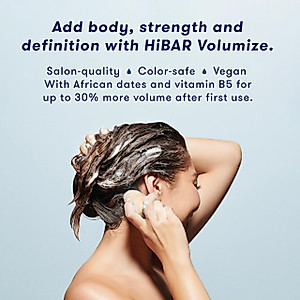 HiBAR - Volumize Shampoo & Conditioner Set - For Fine, Flat Hair - Add Body, Definition & Volume - African Dates & Vitamin B5 - Plastic, Soap, Paraben & Sulfate-Free - Color Safe & Vegan -2 Solid Bars