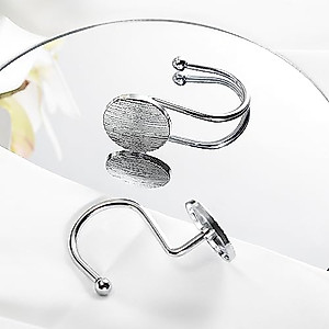 Silver Shower Curtain Hooks, Decorative Shower Curtain Rings, Modern Creative Metal Shower Curtain Hooks Rust Proof, Balanced Gliding Shower Hooks for Shower Curtain, 12 Pack, Circular Stripes