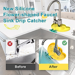 YBB 6 PCS Faucet Sink Splash Guard, Silicone Flower-shaped Kitchen Faucet Drip Catcher Sink Mat Water Draining Pad