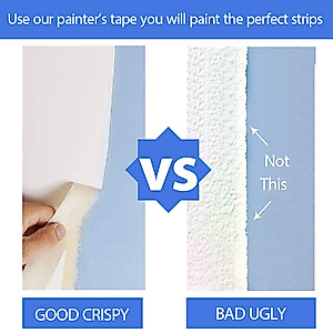 KICNIC White Masking Tape 3 Pack, General Purpose Painter's Tape 0.7inch x 60yard, 180 Yard in Total, Beige Crepe Paper Tape for Painting, Labeling, Packing, Craft, Art