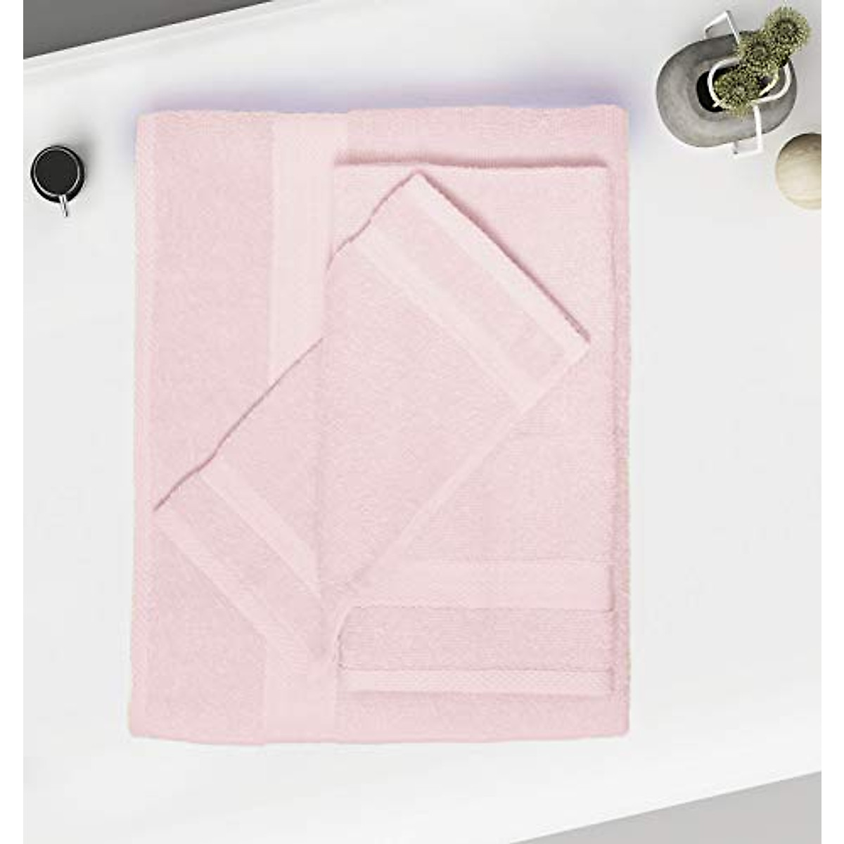 GLAMBURG Ultra Soft 8-Piece Towel Set - 100% Pure Ringspun Cotton, Contains 2 Oversized Bath Towels 27x54, 2 Hand Towels 16x28, 4 Wash Cloths 13x13 - Ideal for Everyday use, Hotel & Spa - Pink