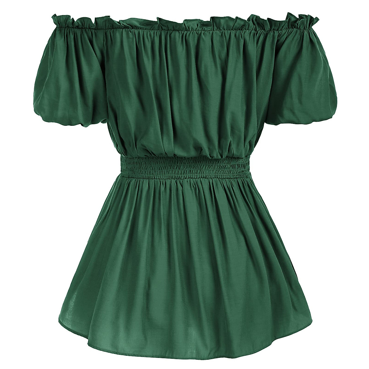 Renaissance Shirt Women Peasant Blouses for Women Corset Tops Dark Green XL