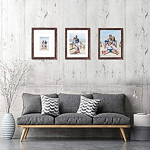 Q.Hou 11x14 Picture Frames Wood Patten Rustic Brown Set of 2, Each Frame with 2 Mats,Display A4 or Five 5x7 Photos with Mat & 11x14 Picture Without Mat for Wall Mount (QH-PF11X14-BR)