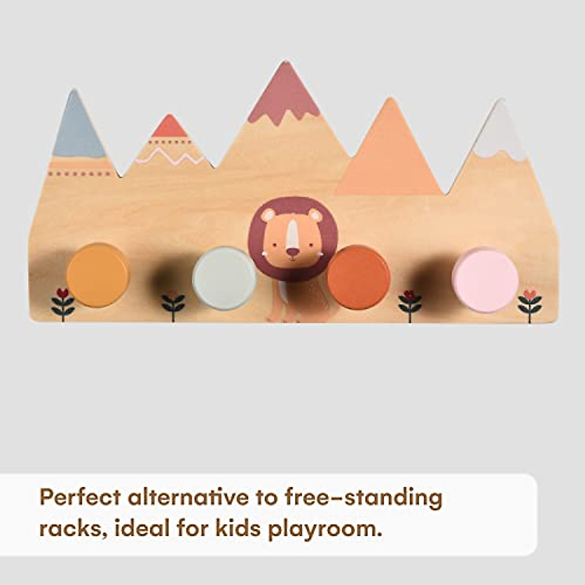 CHILDLIKE BEHAVIOR Coat Rack Wall Mount - Kids Coat Rack with Hooks Wall Mounted - Modern Coat Racks with Wood Peg Hook - Wooden Pegs Wall Mounted Hooks Hanger for Clothes, Hats, Towels and Robes