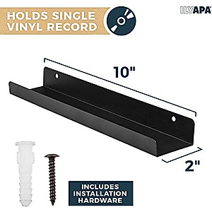 Ilyapa Metal Vinyl Record Shelf Wall Mount, 8 Pack - Black Steel Record Album Holder Display Your LP