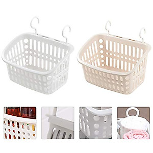Cabilock Plastic Mesh Basket 2pcs Shower Caddy Basket Organizer Hanging Bathroom Shelf Wall Mounted Storage Rack for Sponge Shampoo Razors Conditioner Desk Organizer Basket