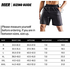 MIER Men's Quick Dry Running Shorts with Zipper Pocket, Elastic Waist Athletic Workout Exercise Fitness Shorts, 7 Inch, Dark Grey, X-Large