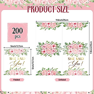 Kosiz 200 Pcs Floral Disposable Engagement Party Napkin 5 x 5 Inch Gold Foil She Said Yes Napkins 3 Ply Bridal Shower Napkins Engagement Party Decorations for Bachelorette Wedding Party Supplies