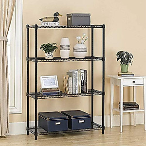 4 Tier Storage Shelves, Heavy Duty Metal Wire Storage Rack, 250LBS Per Capacity, Height Adjustable NSF Wire Shelving for Garage Kitchen Pantry (Black, 36" L x 14" W x 54" H)