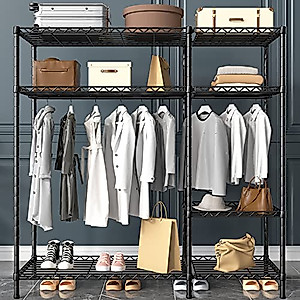 GMIULIG Metal Wire Heavy Duty Garment Rack Clothes Rack Clothing Racks for Hanging Clothes Wardrobe Hanging Clothes Portable Closet Organizer System Portable Closets for Hanging Clothes