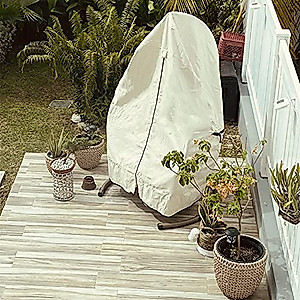 Porch Shield Patio Hanging Egg Chair Cover - Waterproof Outdoor Single Seat Wicker Swing Egg Chair with Stand Protector, Beige