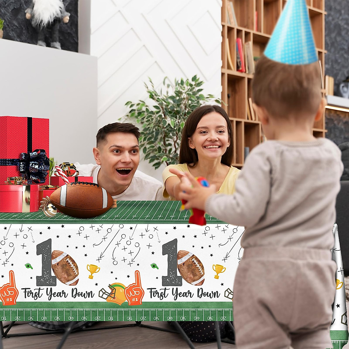 Juweked 3Pcs 1st Birthday Tablecloth Football Tablecloth Plastic First Year Down Table Cloth for First Year Down Birthday Party Football First Birthday Tablecloths Football Party Decorations