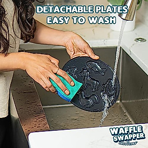 15 Mini Waffle Maker with Detachable Sets - Pancake Maker for Kids - Set Includes 5 Cars, 5 Animals, and 5 Dinosaurs - Non-stick Easy to Clean