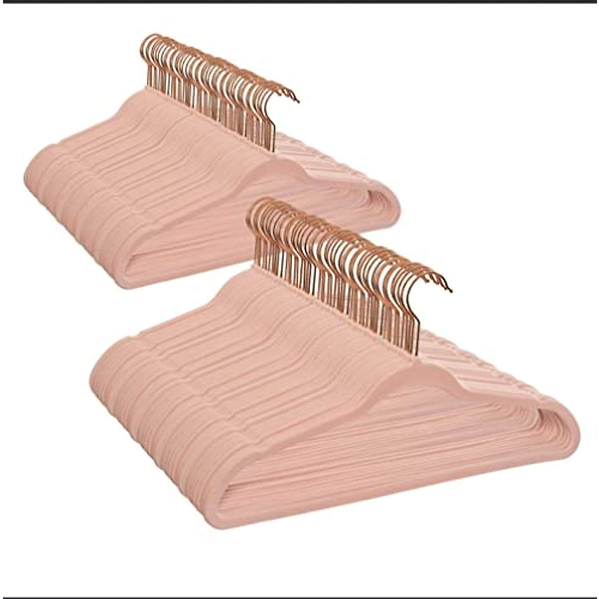 Non-Slip Velvet Clothing Hangers, 100 Pack, Pink - Black - Beige (Black)