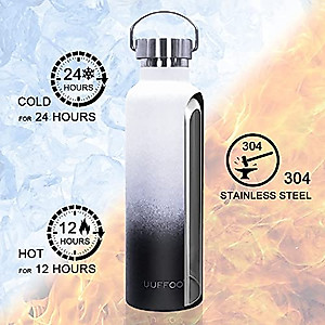 Stainless Steel Vacuum Flask, 750ML/25 oz Double Wall Vacuum Insulated Water Bottle, Portable Travel Vacuum Flask for Outdoor Sports Travel and Office.(Black）