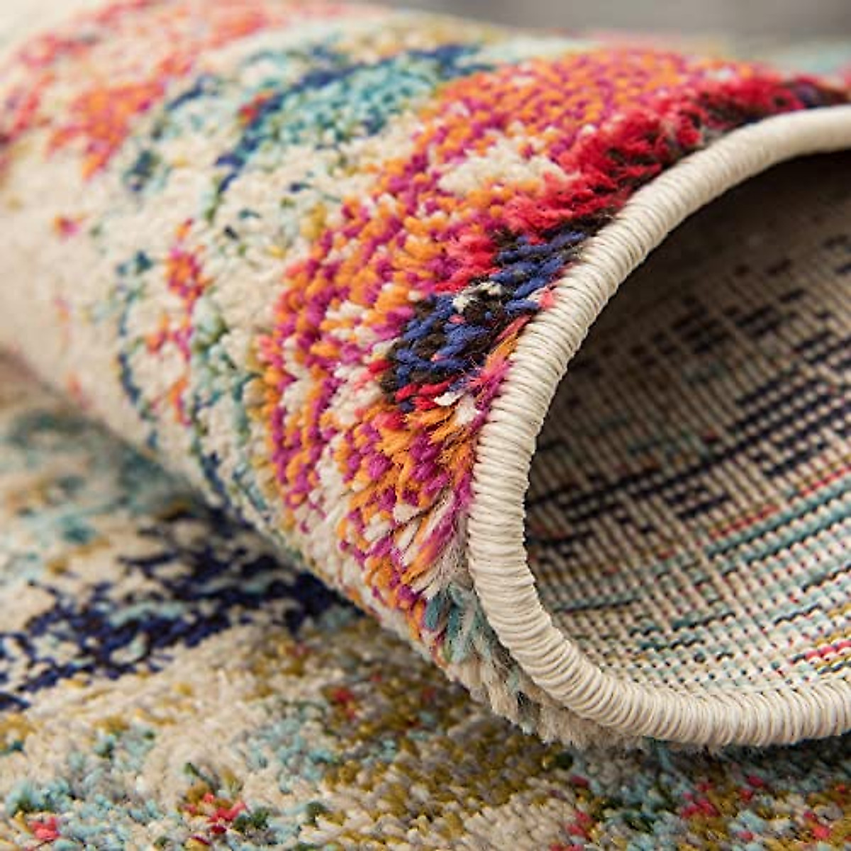 Unique Loom Sedona Collection Distressed, Southwestern, Vintage, Modern, Over-Dyed, Abstract Area Rug (5' 0 x 8' 0 Rectangular, Multi/Beige)