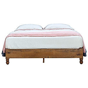 BIKAHOM Phoenix King Size Bed Frame, 12 Inch Solid Wood Platform Bed with Under Bed Storage Space, No Box Spring Needed, Strong Wooden Slat Support, Easy Assembly Bedroom Furniture, Honey Finish