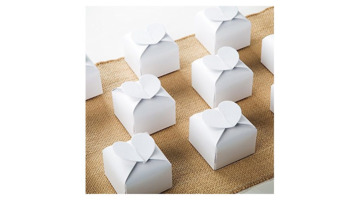 White Candy Boxes Bulk 50 Pack | Party Favors w/ Bow