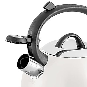 Mr. Coffee Flintshire Stainless Steel Whistling Tea Kettle w/ Nylon Handle, 1.75-Quart, Linen