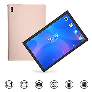10.1 Inch Tablet for Android 12.0, 12GB 256GB 1920x1200 IPS Dual Cameras Octa Core, 5G WiFi Calling Cellphone Tablet, for Learning, Working, Business, US Plug (Gold)