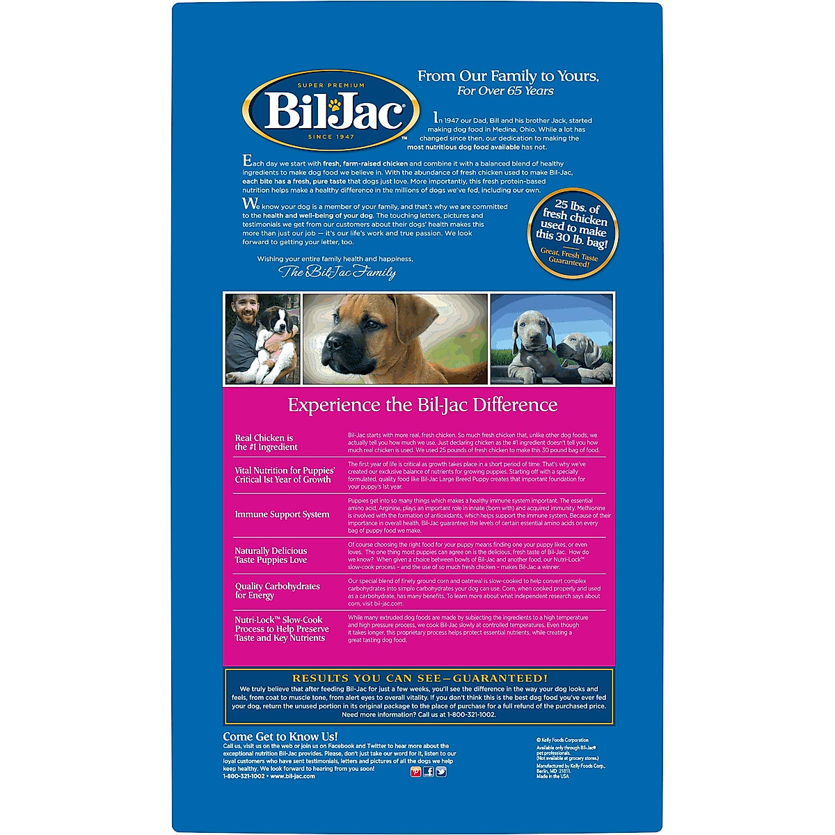 Bil-Jac Large Breed Puppy Food Formula Dry Dog Food 30lb Bag - Super Premium Since 1947