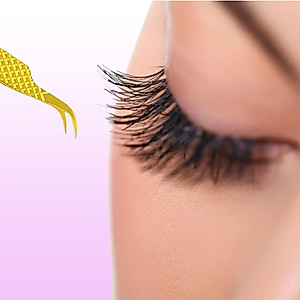 Eyelatic Lash Tweezers, Eyelash Extension Tweezers Set of 4 Volume Tweezers False Eyelash Applicator For Light Volume or Mega Volume Fans Lash Extension Golden