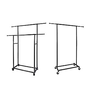 Black Double Rod Metal Garment Rack & Garment Rack