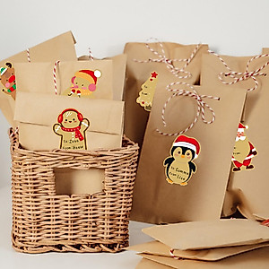 YUUIKLLE 300PCS Christmas Stickers 2x3 Inch Christmas Santa Claus Snowman Stickers 6 Designs of Self Adhesive Labels Kraft Paper Stickers,for Wrapping Birthday Envelopes Wedding Holiday Decor