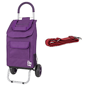 dbest products Trolley Dolly Purple Bungee Cord Bundle Foldable Shopping cart for Groceries with Wheels and Removable Bag and Rolling Personal Handtruck Standard, 1 Unit