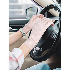 Handepo womens 6 Pairs Sunscreen Fingerless Summer UV Protection Driving Riding Fishing Gloves, Multicolored, Medium