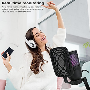 Asmuse Gaming PC USB Microphone, Podcast Condenser Mic with Boom Arm, Pop Filter, Mute Button for Streaming,Online Chat, RGB Computer Mic for PS4/5 PC Gamer YouTube