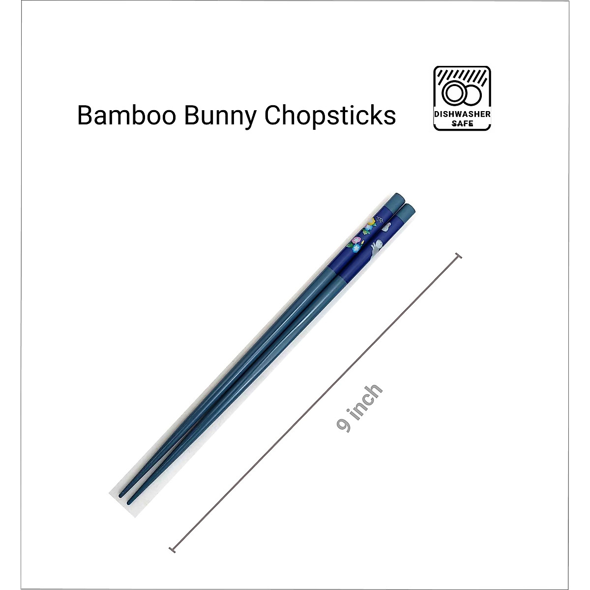 JapanBargain 3644, Bamboo Chopsticks Reusable Japanese Chinese Korean Chopsticks Set Wood Chop Sticks Hair Sticks 5 Pair Gift Set Dishwasher Safe, 9 inch (1, Bunny/Color)