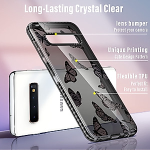 Toycamp for Samsung Galaxy S10 Plus Case, Cute Funny Butterflies Design for Women Girls Boys Teens for Galaxy S10 Plus Cases, Cute Cartoon Black Butterflies Print Cover for S10+ Case, 6.4''