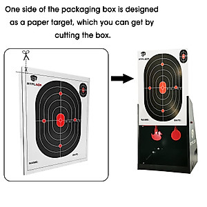 Atflbox 7 x 9 Inch BB Gun Target Trap with 20pcs Paper Targets and Spinning Metal Silhouettes Shooting Targets for Backyard, Outdoor, Indoor, Suitable for Airsoft, Rifle, Pellet Gun