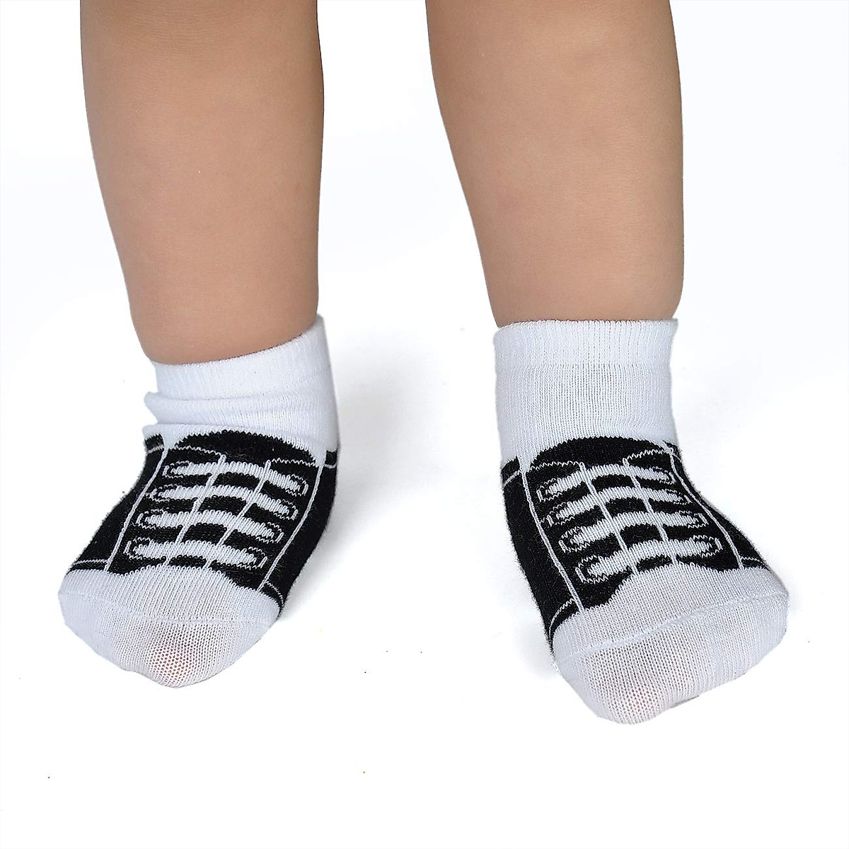 EPEIUS Unisex Baby Non-Slip Socks Like Shoes Infant Boys/Girls Anti Slip Booties for 0-6 Months (Set of 6),Black/White/Blue/Yellow/Brown/Green