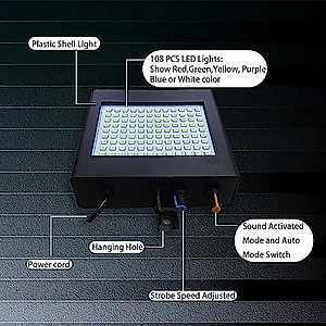 LED Stage Strobe Lights, 108 LED Super Bright Flash Strobe Lighting, Sound Control Auto Operation Strobe Speed Portable Control for DJ Christmas Party Show Club Disco Dance (White Without Remote)