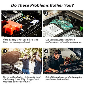 SINGARO Car Battery Terminal Connector, Pure Copper Cable End Top Post Clip Positive and Negative Pole, Applicable to Automobile, Truck, RV and Yacht Accessories