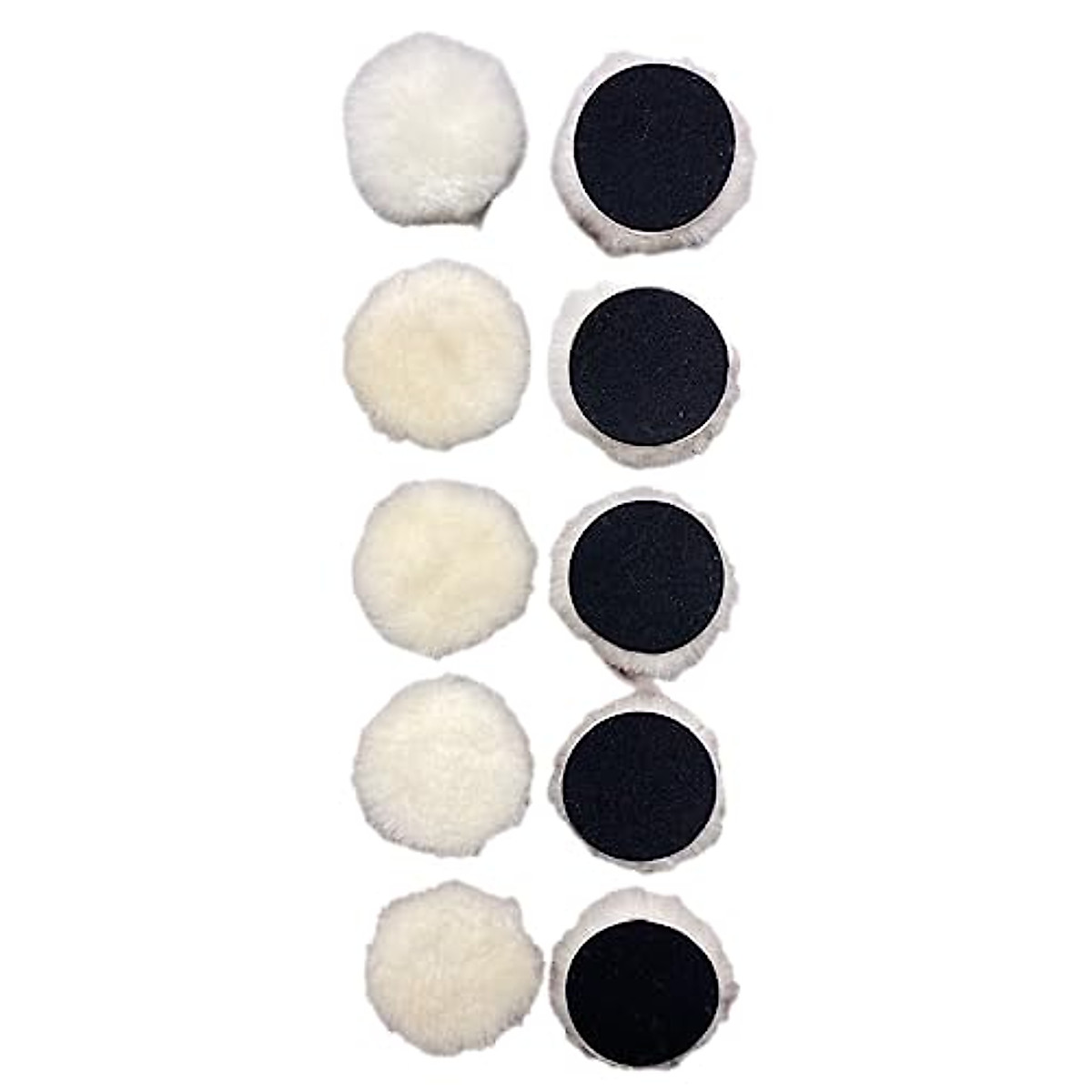 Lambs Wool Polishing Pads Sheepskin Buffing Pads with Hook and Loop (10 Pack, 3 Inch)