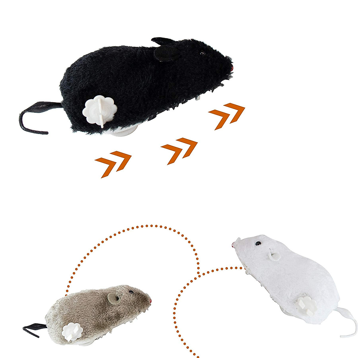AUEAR, 4 Pack Wind Up Mouse Racing Mini Jumping Rat Plush Mice Realistic Looking Pet with Twirling Tail