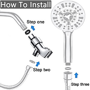 Katezon Shower Head Holder with Solid Brass Ball Joint for Handheld Shower Head, Adjustable Shower Arm Mount for Connecting Shower Arm and Shower Hose, 1/2 Inch (Chrome)