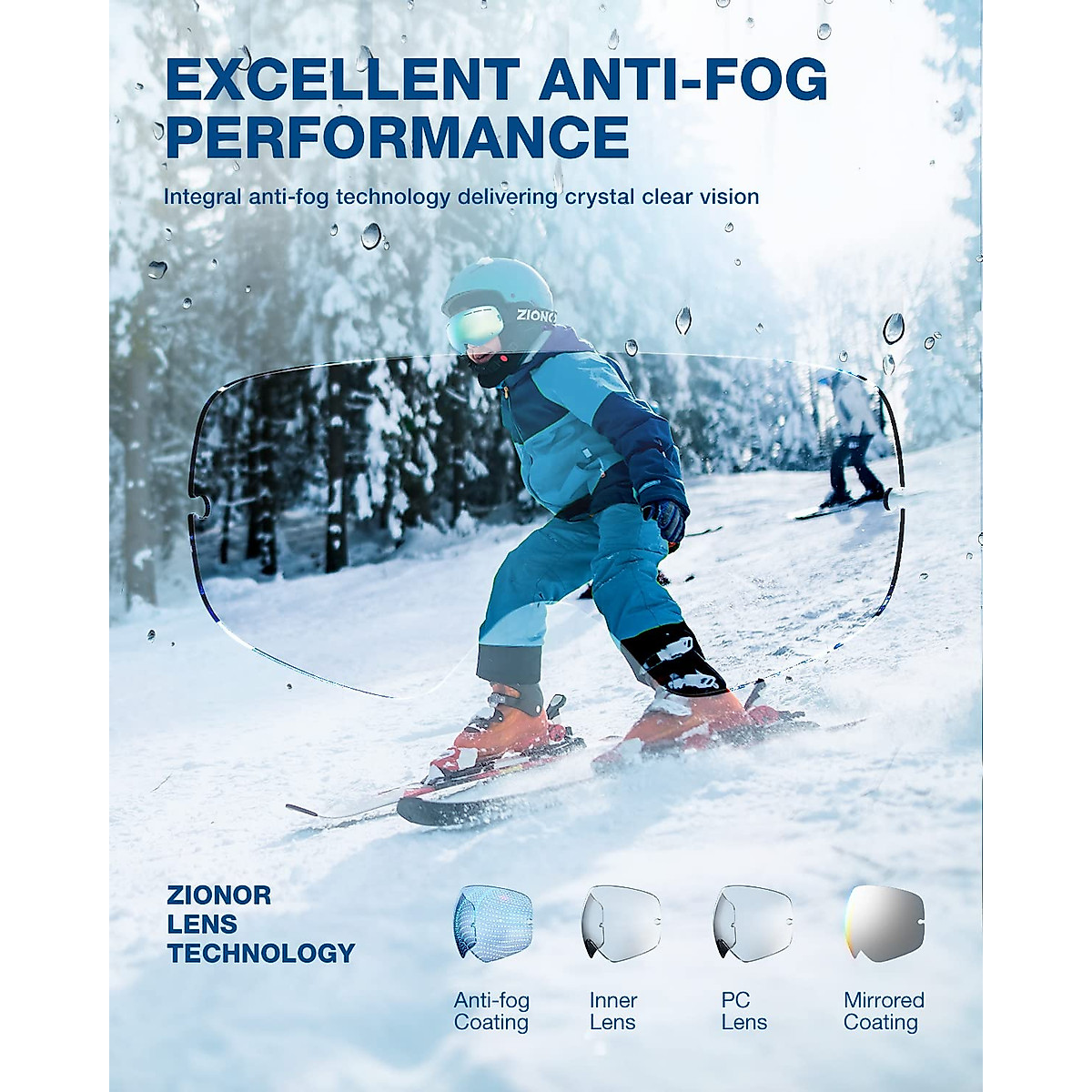 ZIONOR XMINI Kids Ski Snowboard Snow Goggles Detachable Lens UV Protection Anti-fog for Child Boys Girls Youth (VLT 7% Pink Frame Grey Revo Pink Lens)