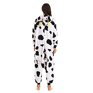 CANASOUR Halloween Custume Adult Anime Cow Polyster Women's Onesie Costume (X-Large, Cow)