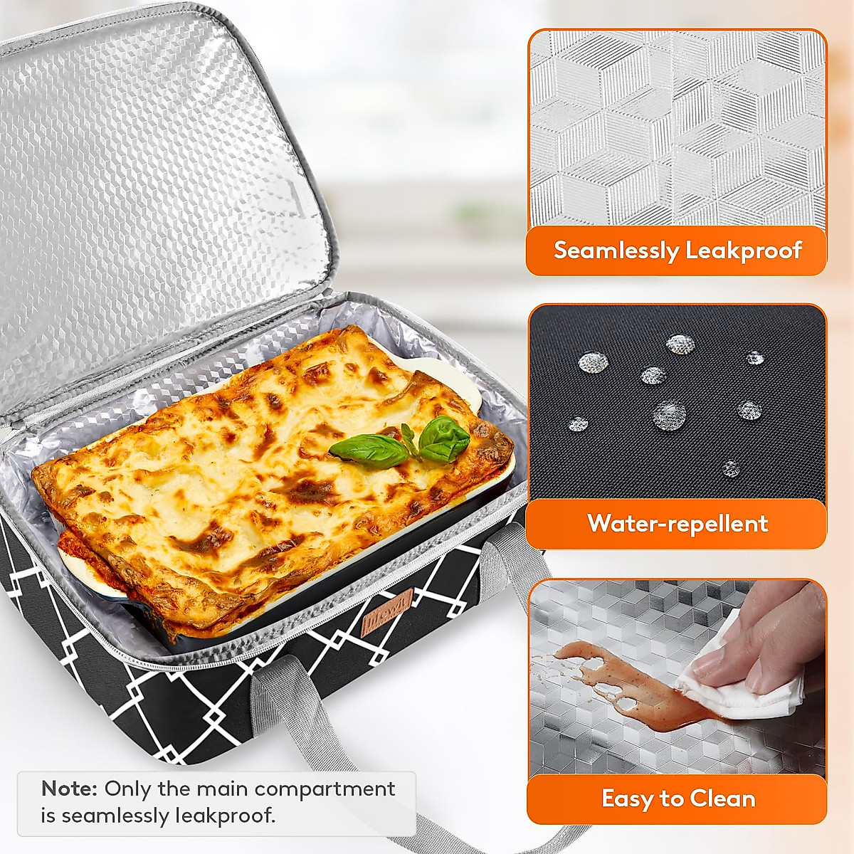 Lifewit Insulated Casserole Carrier for Hot or Cold Food, Casserole Dish Bag Carrying Case, Lasagna Lugger Holder for Potluck/Parties/Picnic/Cookouts, Fits 9"x13" Baking Dish, Black