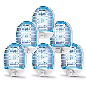 DNFAF Bug Zapper Indoor, Electronic Fly Trap Insect Killer, Mosquitoes Killer Mosquito Zapper with Blue Lights for Living Room, Home, Kitchen, Bedroom, Baby Room, Office(6 Packs)