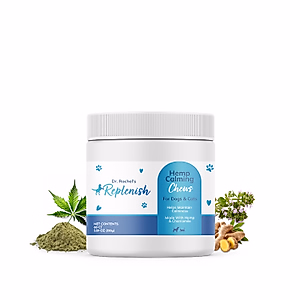 Replenish Hemp Calming Chews for Dogs and Cats - Dr. Rachel's Dog Calming Treats, Soothing Botanicals, Grain-Free, Anxiety Relief, Stress Support - 60 Count