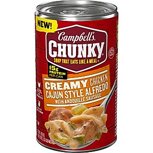 Campbell’s Chunky Soup, Creamy Cajun Chicken Alfredo Soup, 18.8 oz Can