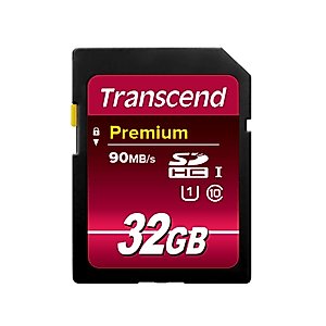 Transcend 32GB SDHC Class 10 UHS-1 Flash Memory Card Up to 60MB/s (TS32GSDU1)