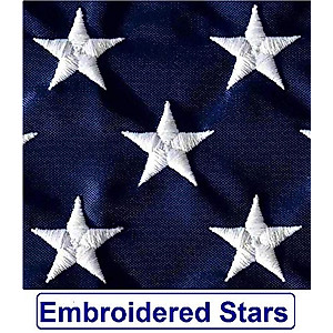 US Flag Factory - 2.5x4 FT American Flag (Sleeved) (Embroidered Stars, Sewn Stripes) - Outdoor SolarMax Nylon - 100% Made in America