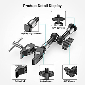 SmallRig Super Clamp w/ 1/4" and 3/8" Thread and 5.8 Inches Adjustable Friction Power Articulating Magic Arm with 1/4" Thread Screw for LCD Monitor/LED Lights - KBUM2730